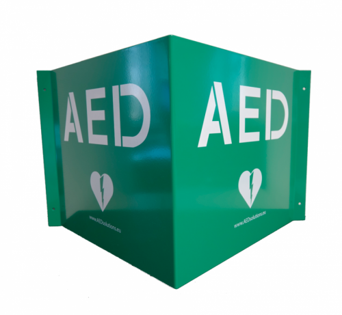 Metalen Bord AED pictogram panoramisch (30x30cm) | AED Solutions